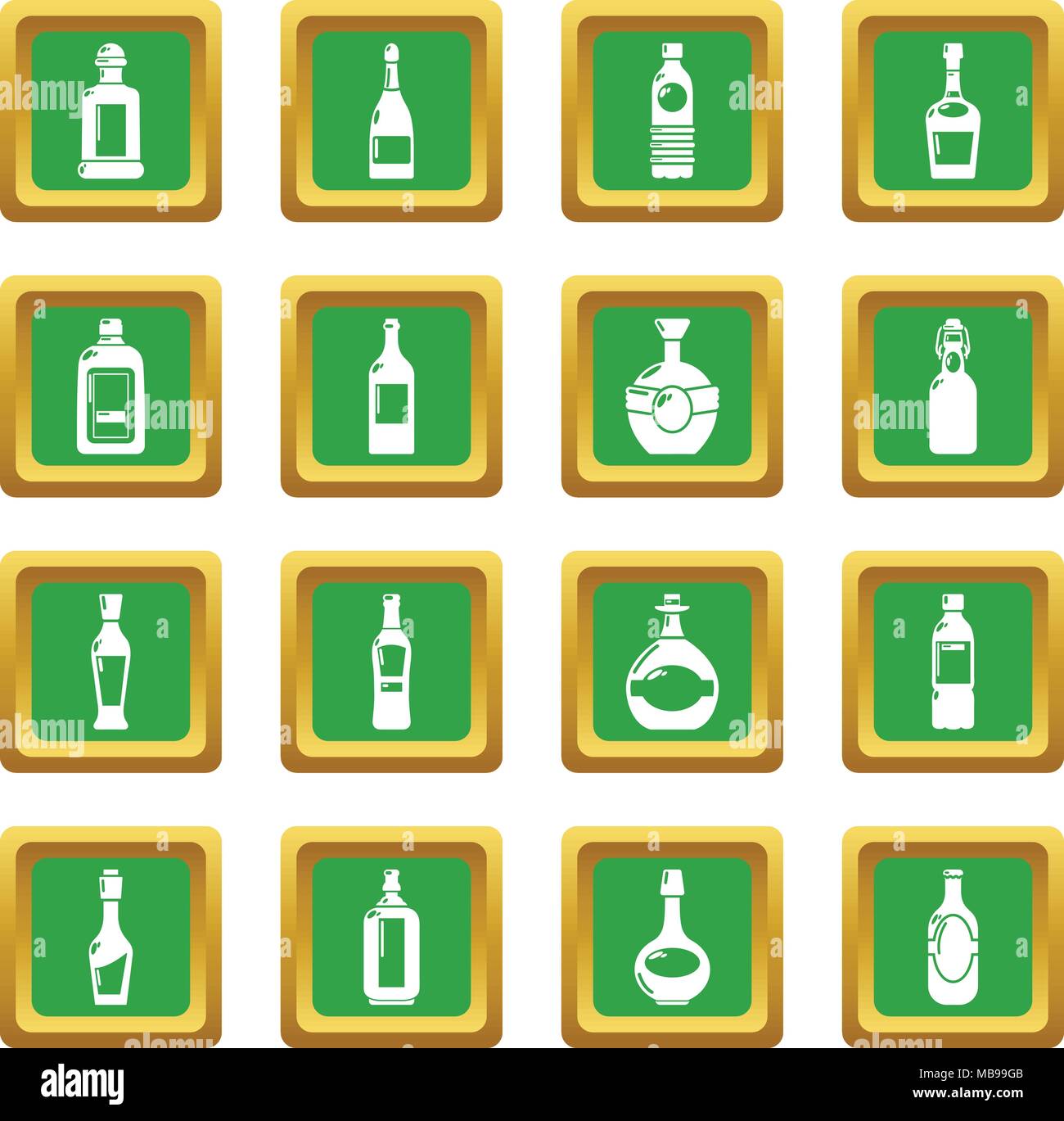 Bottles icons set green square vector Stock Vector Image & Art - Alamy