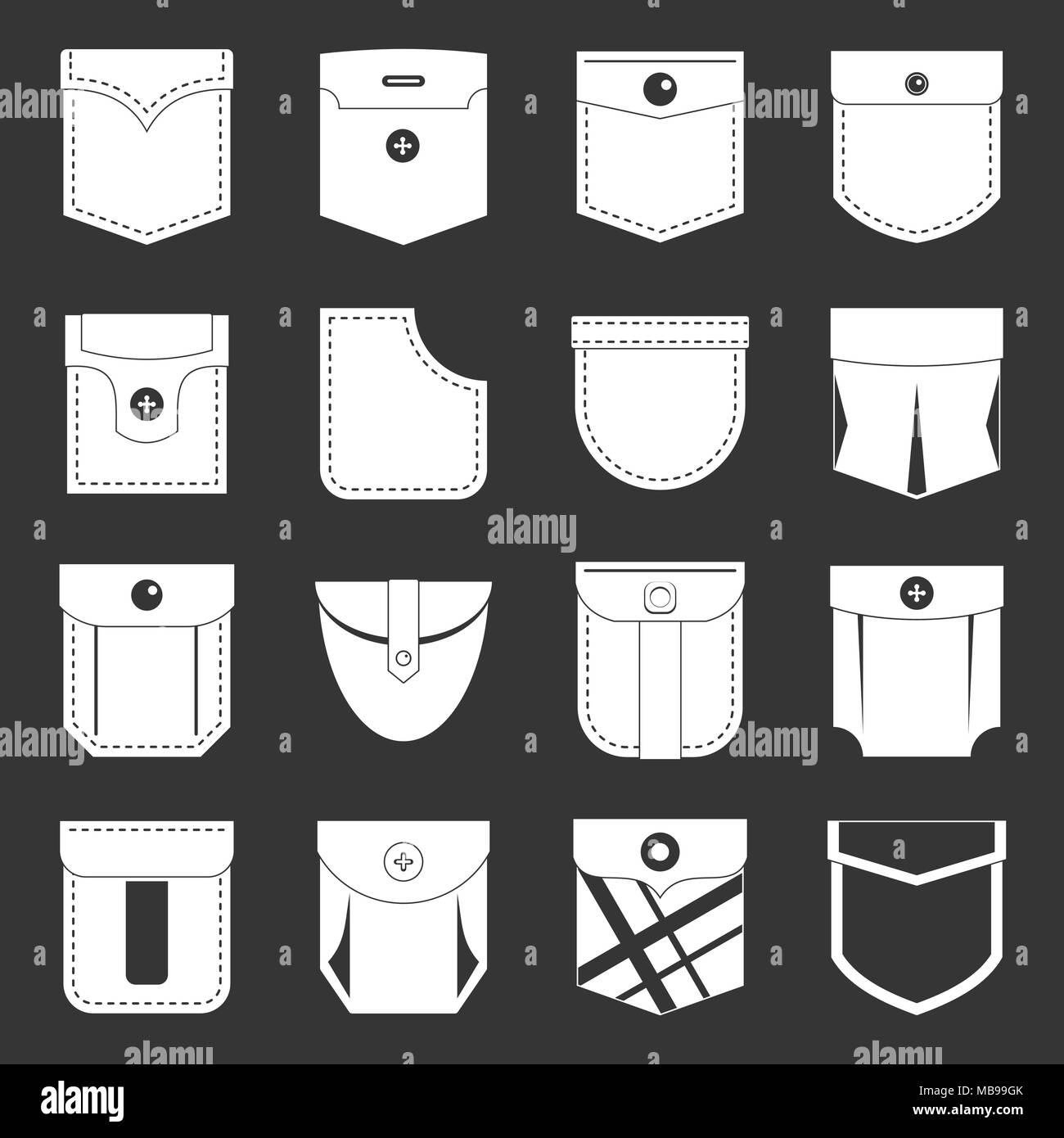 Pocket types icons set grey vector Stock Vector Image & Art - Alamy