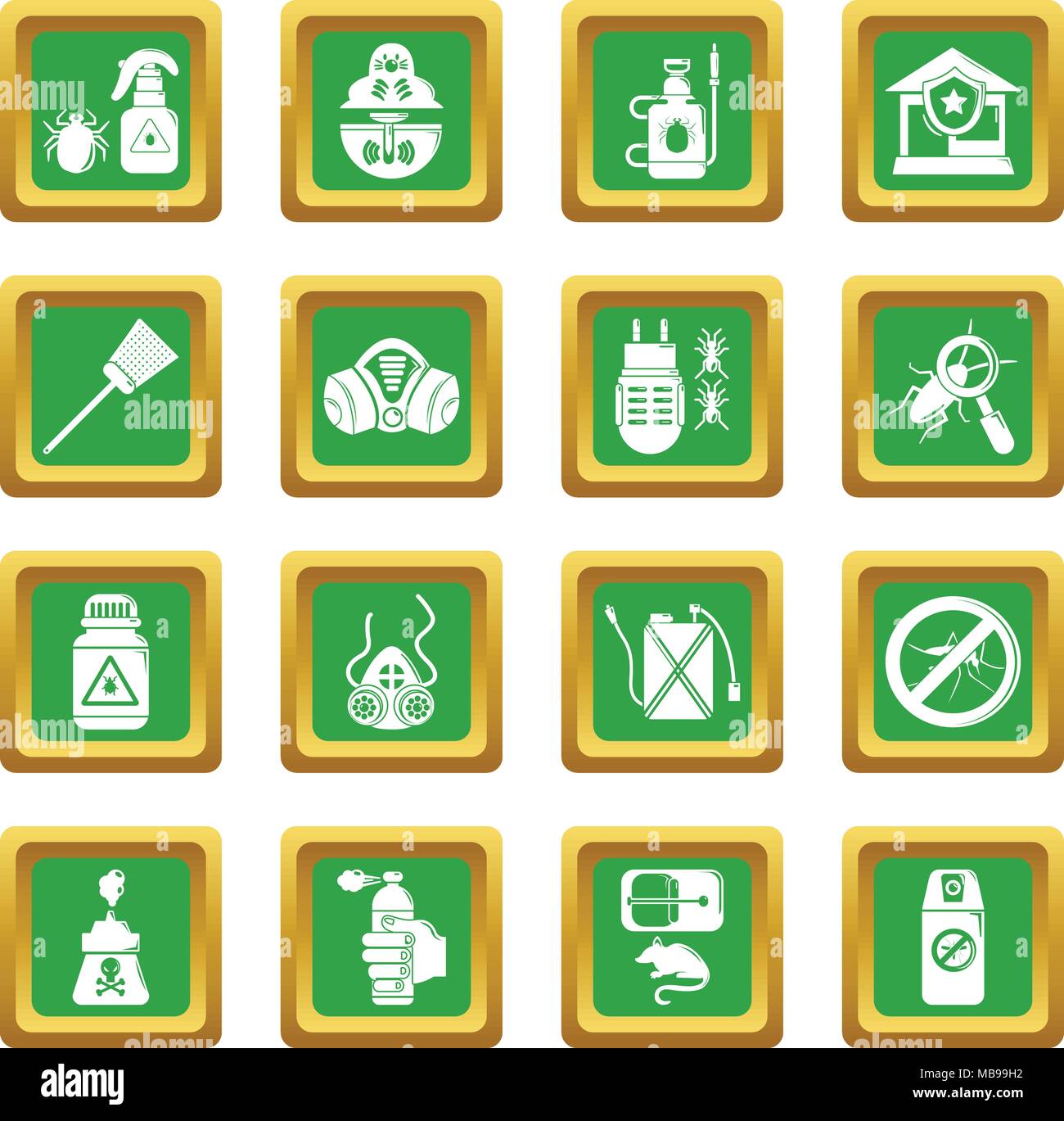 Pest control tools icons set green square vector Stock Vector Image ...