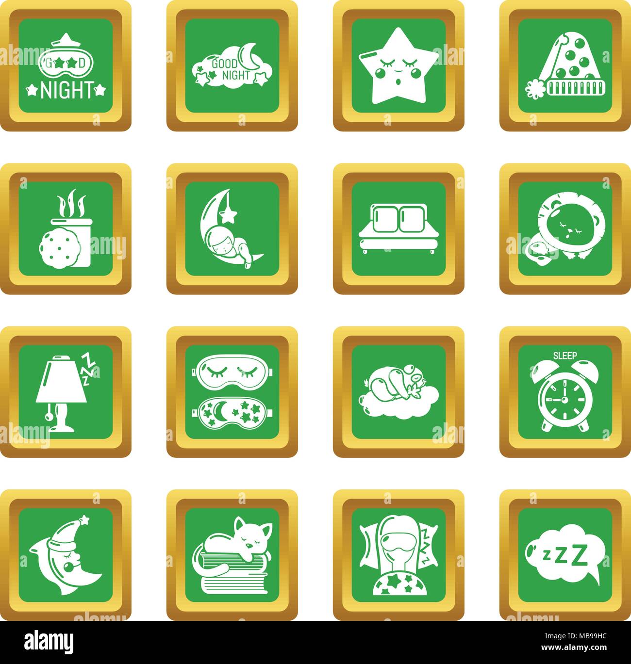 Sleeping icons set green square vector Stock Vector Image & Art - Alamy