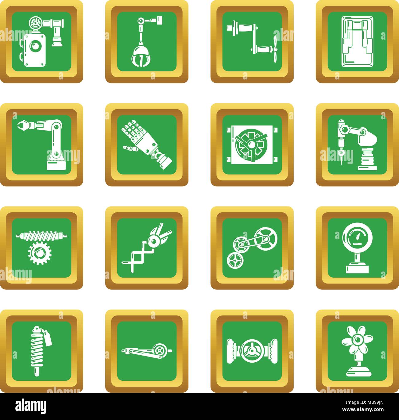 Technical mechanisms icons set green square vector Stock Vector Image ...