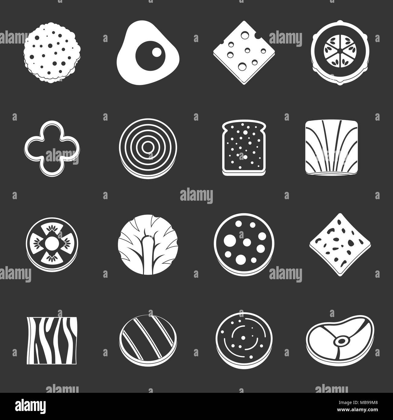 Slice food ingredient icons set grey vector Stock Vector Image & Art ...