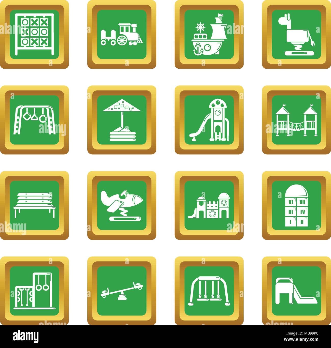 Playground equipment icons set green square vector Stock Vector Image ...