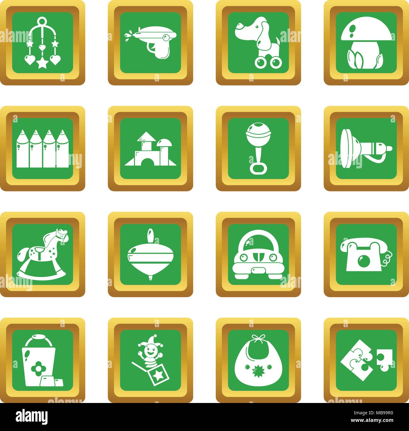 Kindergarten icons set green square vector Stock Vector Image & Art - Alamy