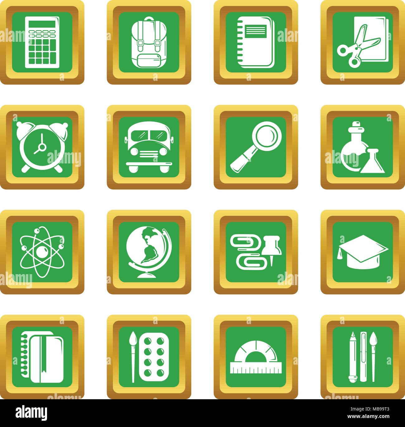 School education icons set green square vector Stock Vector Image & Art ...