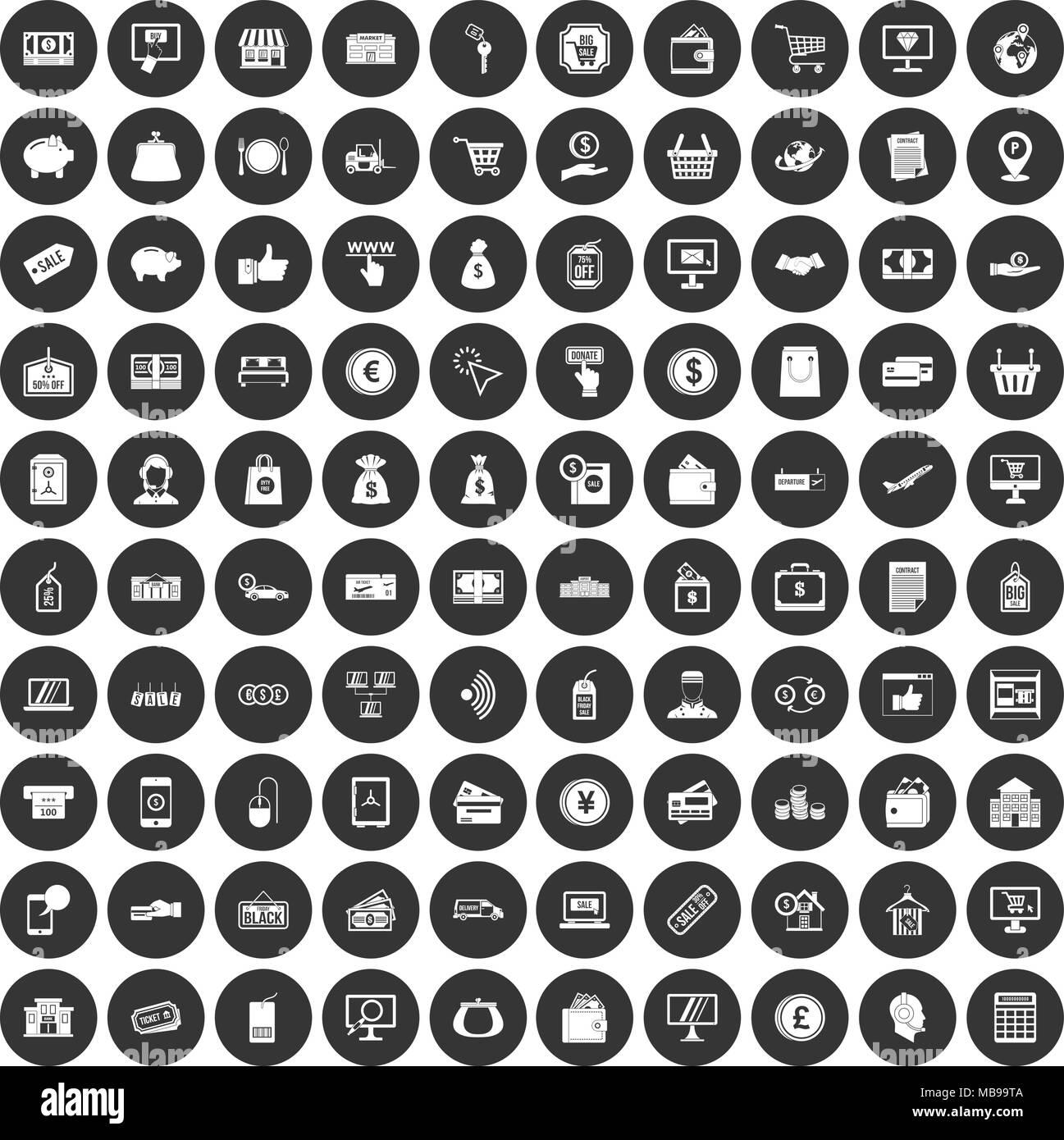 100 payment icons set black circle Stock Vector Image & Art - Alamy