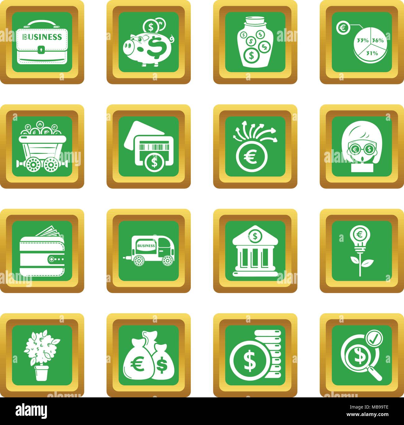 Business icons set green square vector Stock Vector Image & Art - Alamy