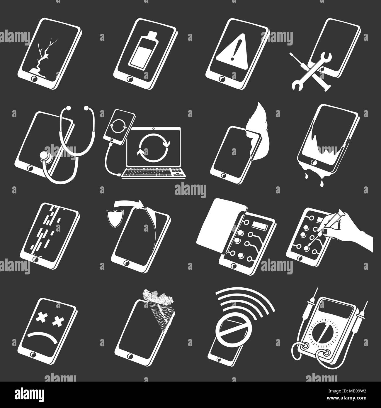 Repair phones fix icons set grey vector Stock Vector Image & Art - Alamy