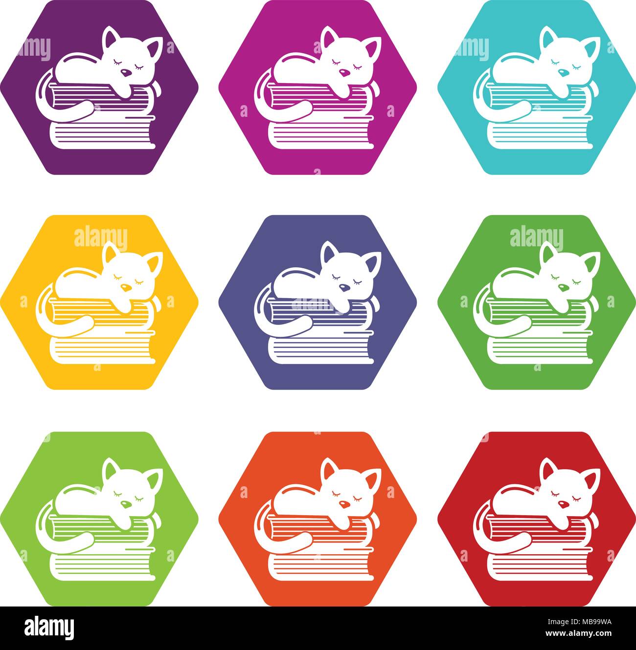 Sleeping cat icons set 9 vector Stock Vector Image & Art - Alamy