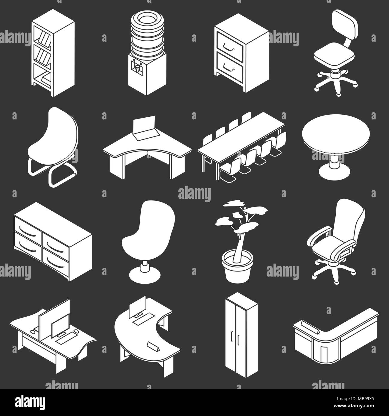 Office furniture icons set grey vector Stock Vector Image & Art - Alamy