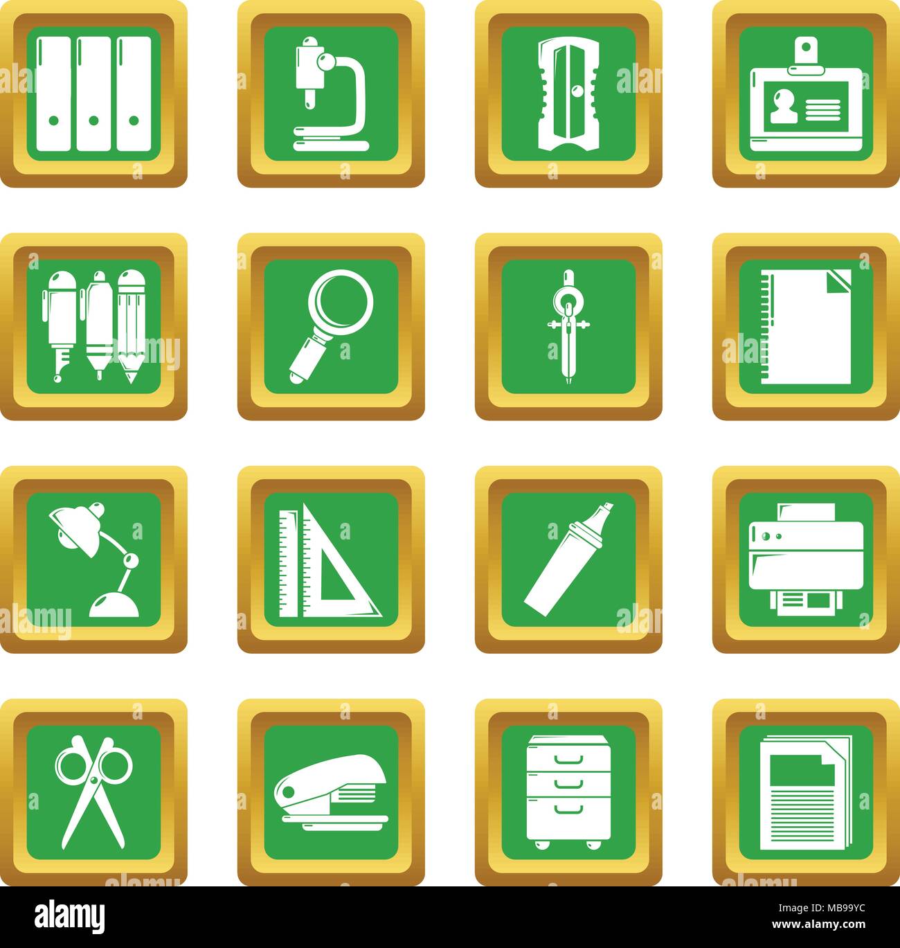 Stationery icons set green square vector Stock Vector Image & Art - Alamy