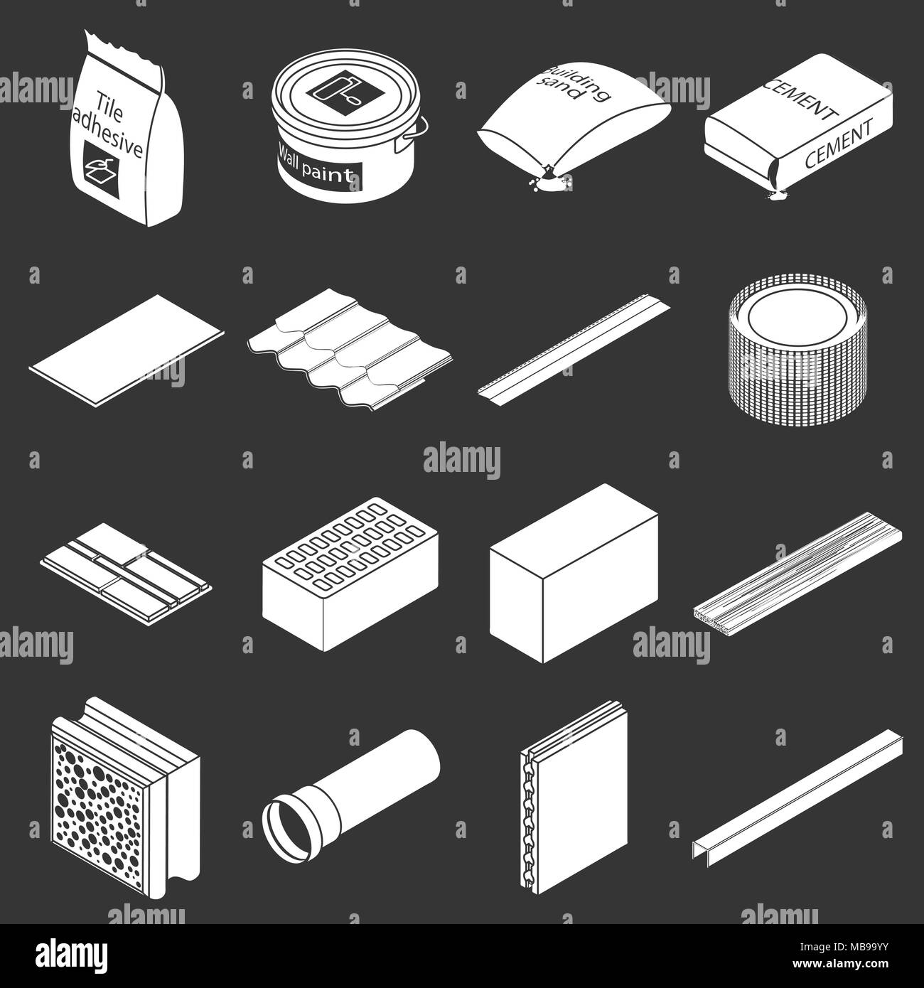 Building materials icons set grey vector Stock Vector Image & Art - Alamy
