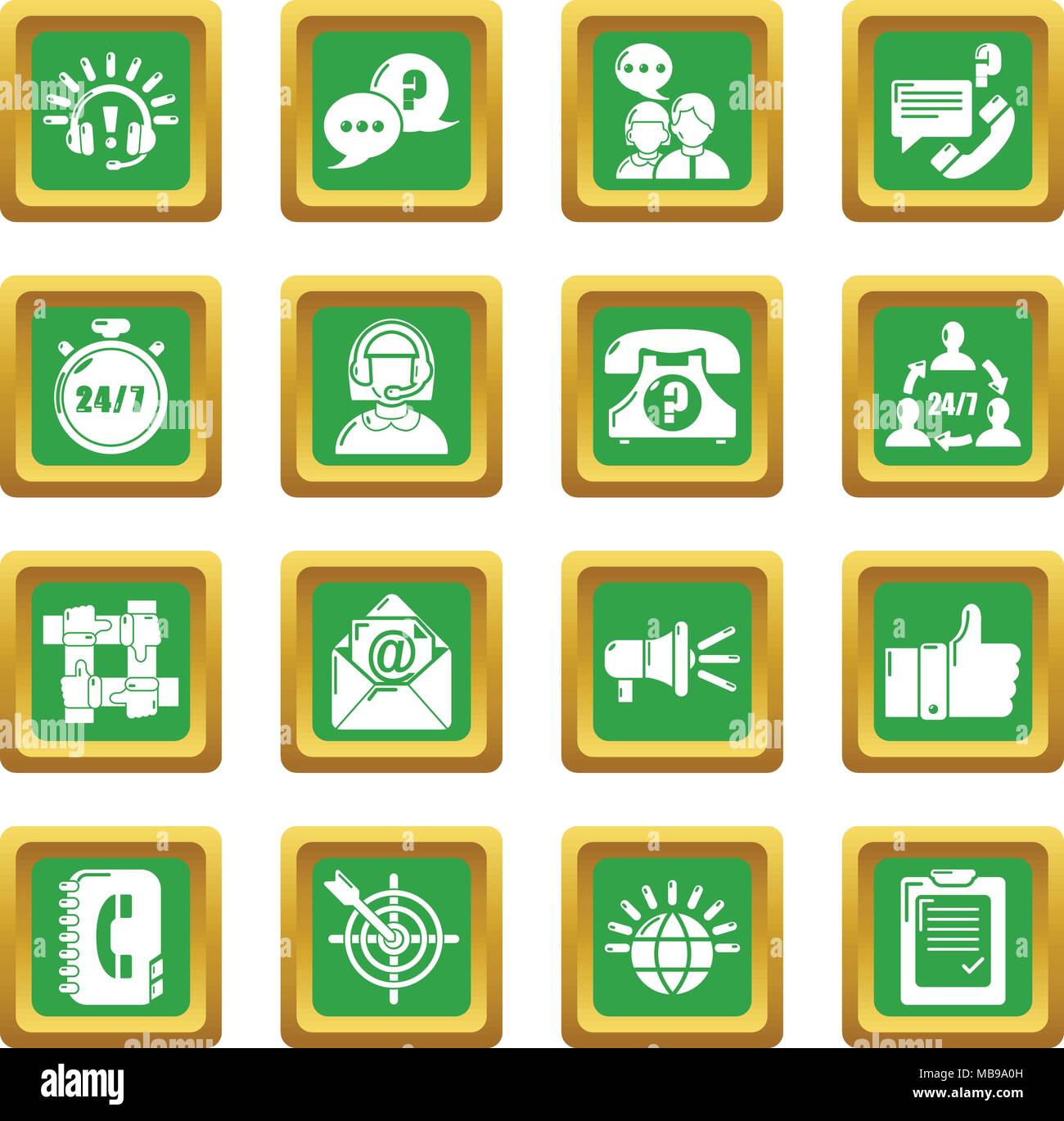 Call center icons set green square vector Stock Vector Image & Art - Alamy