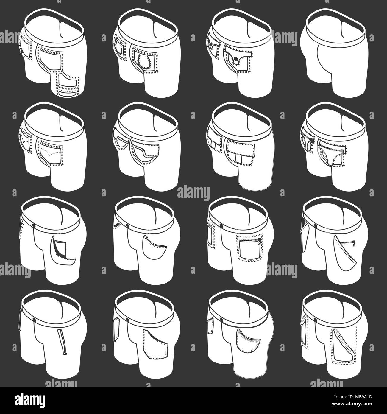 Back pockets of jeans Stock Vector Images - Alamy