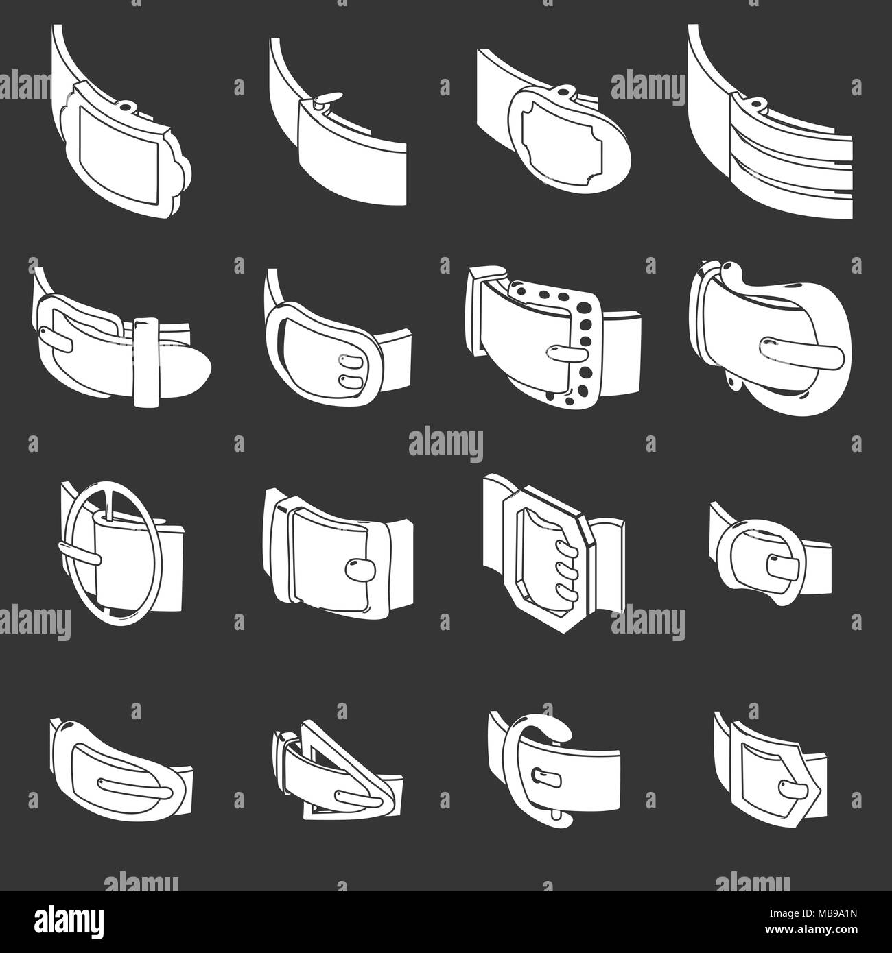 Belt buckle icons set grey vector Stock Vector Image & Art - Alamy