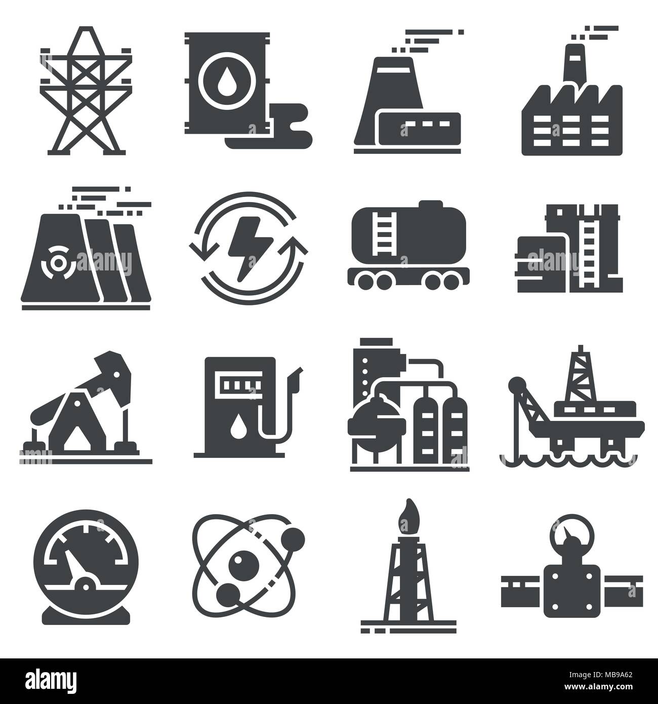 Vector black energy icon set on gray background Stock Vector Image ...