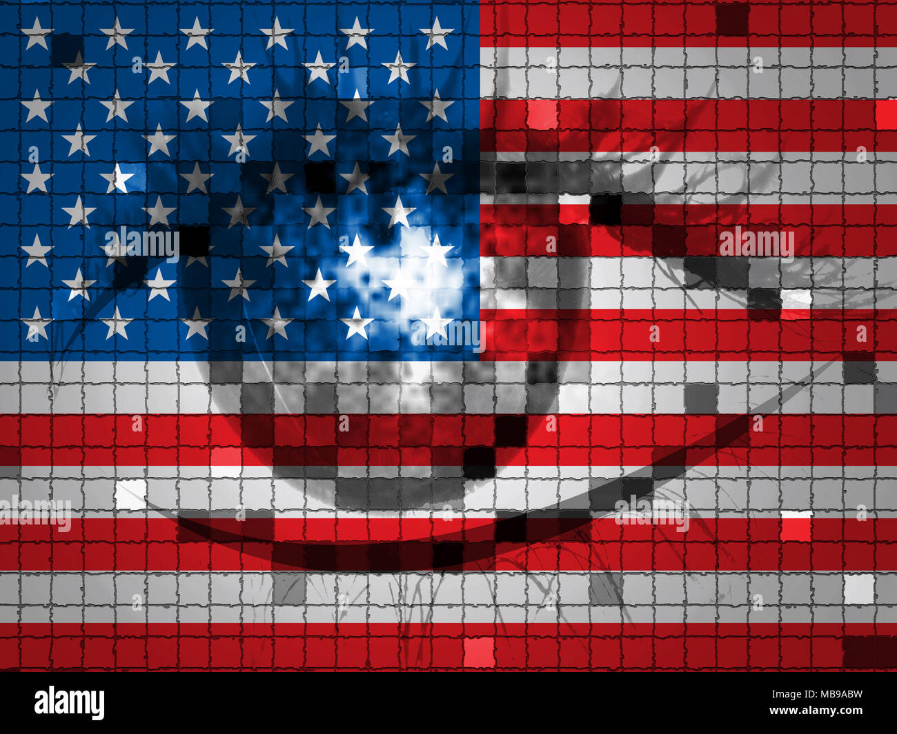 Eye On American Flag Showing Hacking 3d Illustration Stock Photo - Alamy