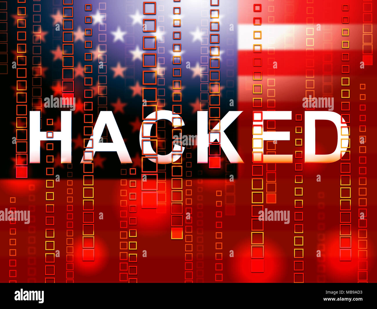 Hacked American Flag Meaning Hacking Election 3d Illustration Stock ...