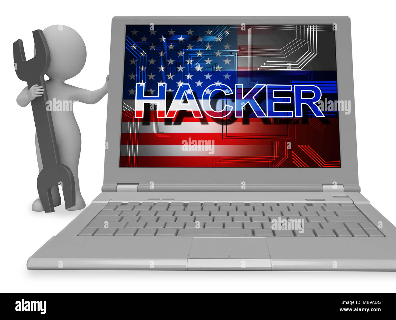 Hacker Word On Laptop Showing Hacking 3d Illustration Stock Photo - Alamy