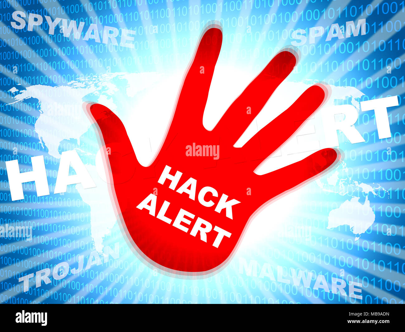 Hack Alert Hand Showing Hacking 3d Illustration Stock Photo - Alamy