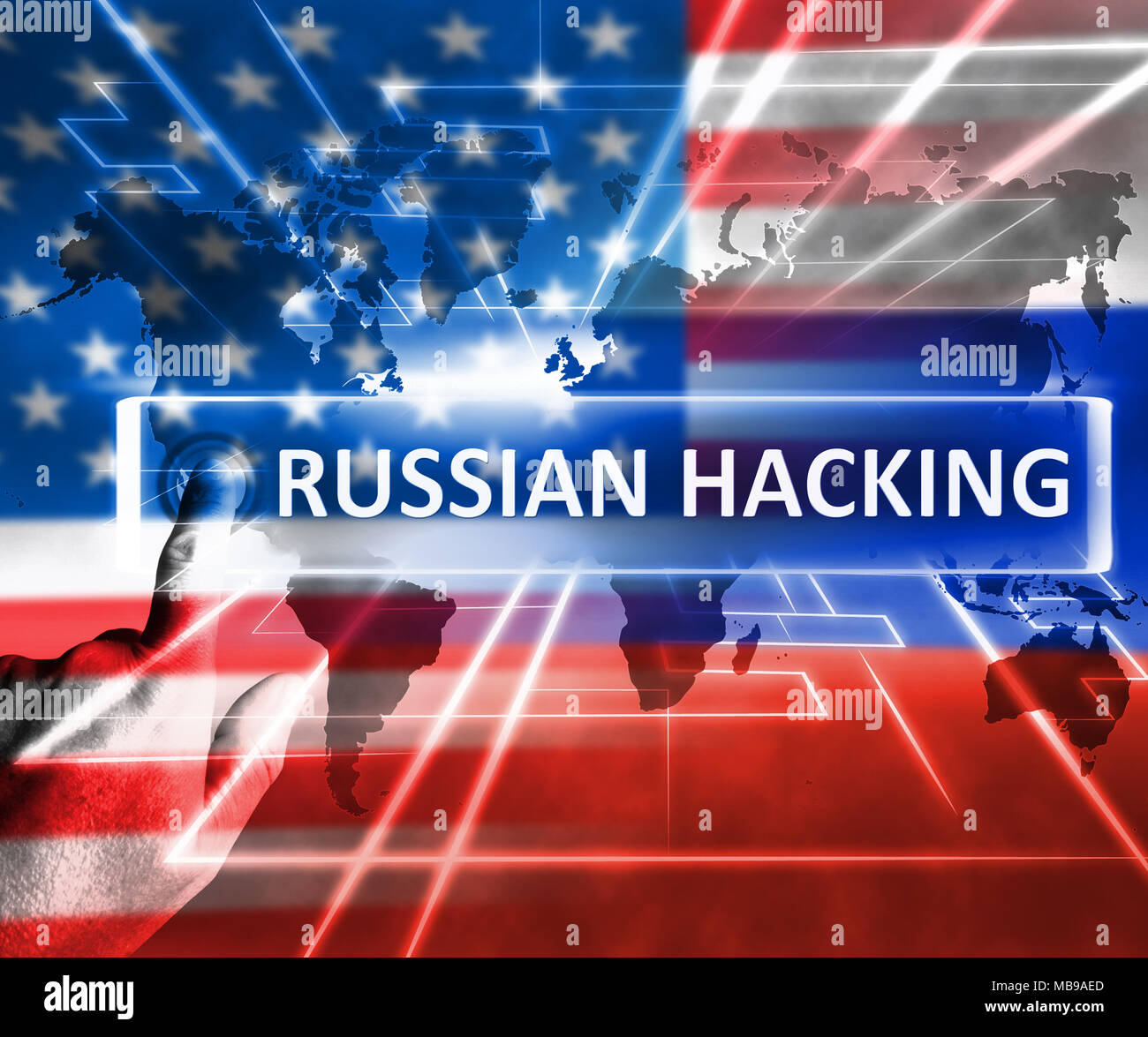 Russian Hacking Usa Russia Map Glow 3d Illustration Stock Photo - Alamy