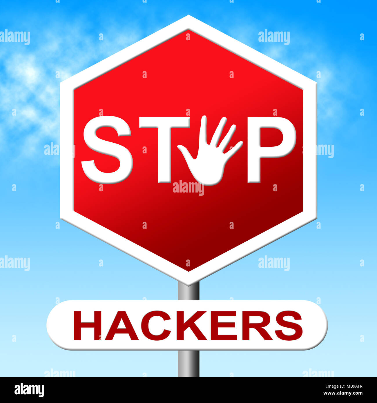 Stop Hackers Means Prevent Hacking 3d Illustration Stock Photo - Alamy