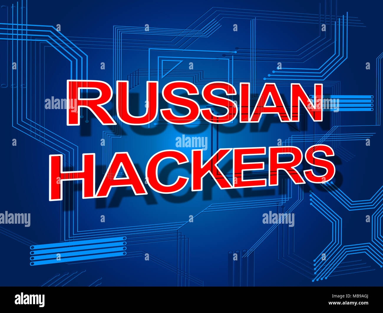 Russian Hackers Electronic Circuit Message Sign 3d Illustration Stock ...