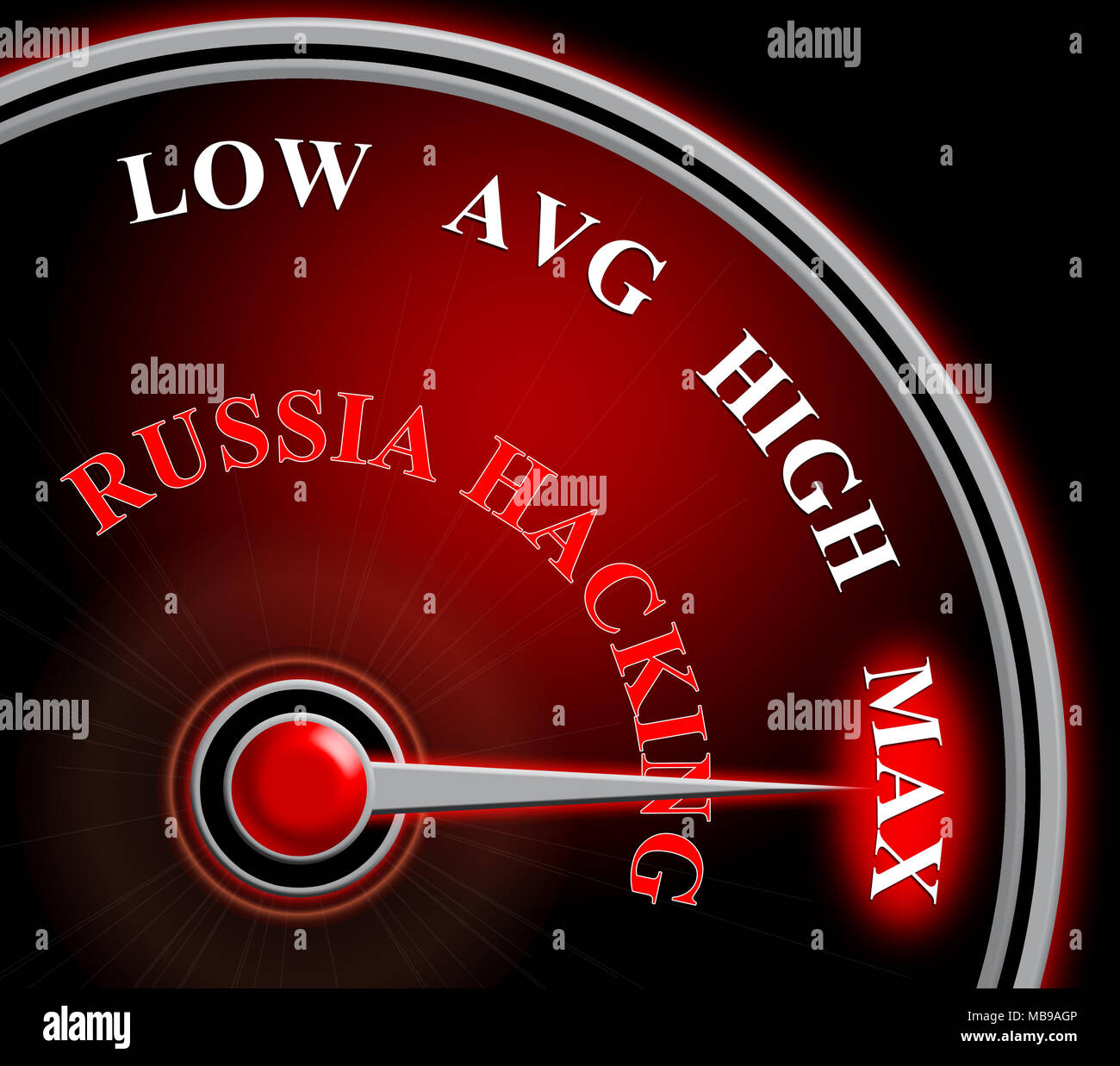 Russia Hacking Meter Shows Maximum Attack 3d Illustration Stock Photo ...