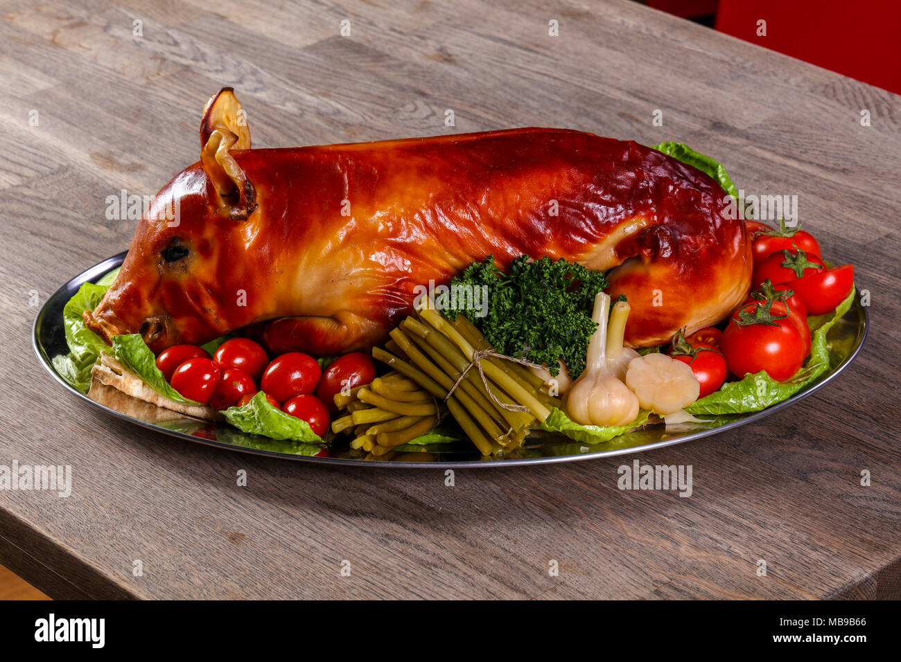 Grilled young pig - pork meat Stock Photo - Alamy
