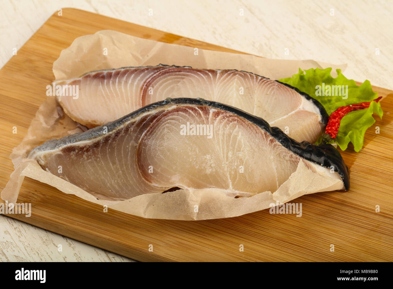 Raw juicy shark steak ready for grill Stock Photo - Alamy