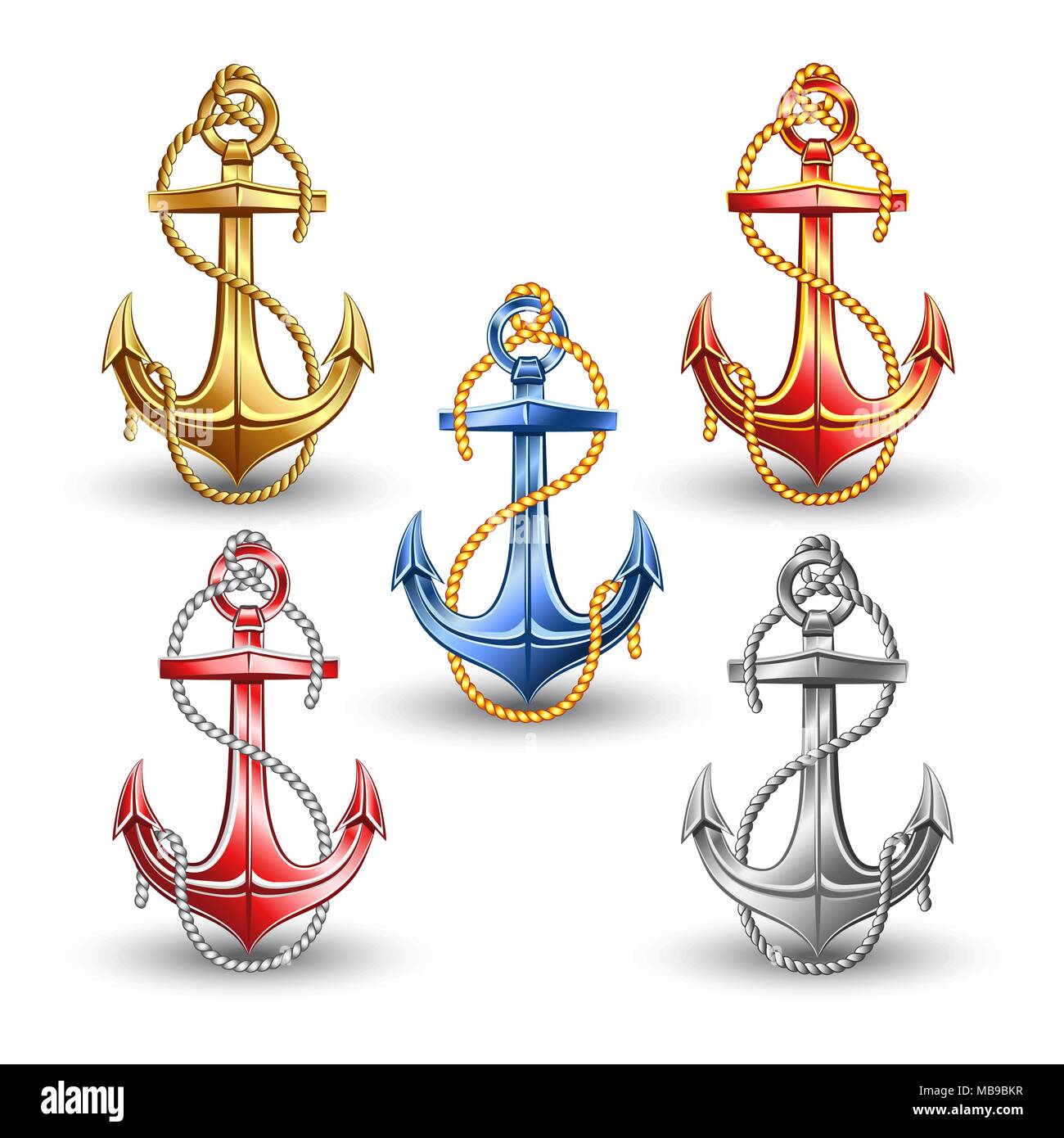 Nautical anchors isolated on white background. Vector illustration ...