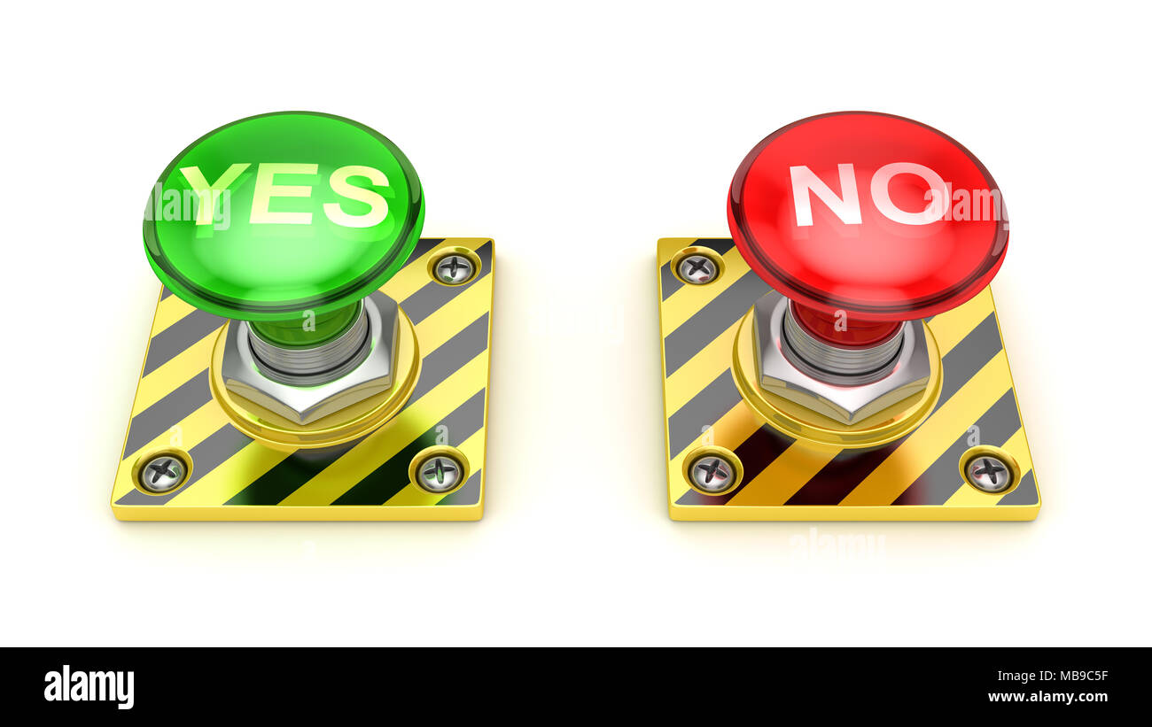 Yes No Button , This is a 3d rendered computer generated image ...