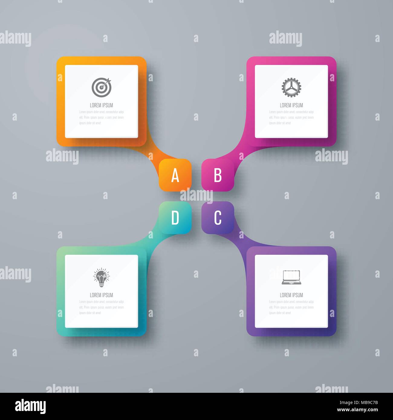 Business infographics template 4 steps with square Stock Vector Image ...