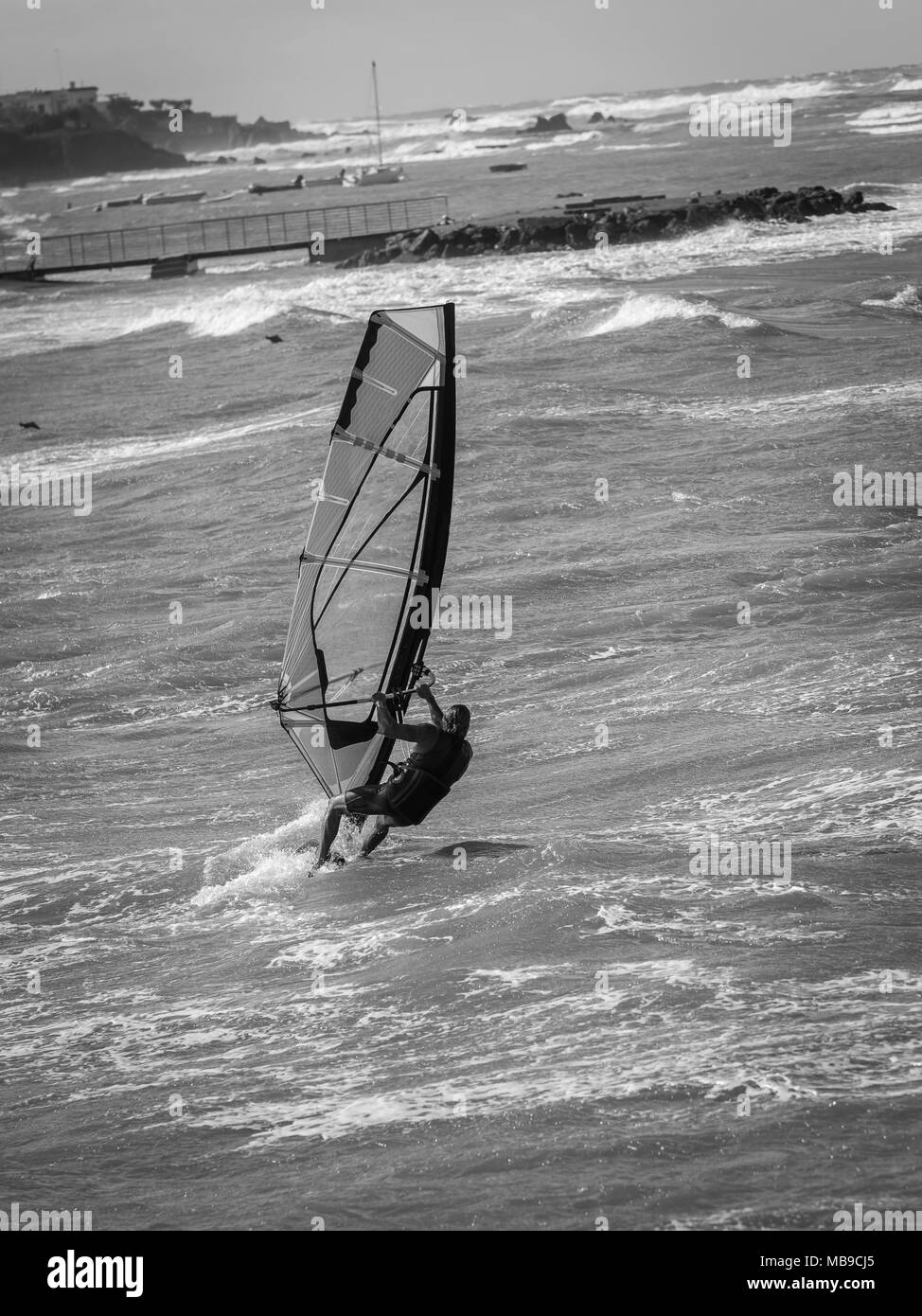 Sea Waves and Wind Surfing in the Summer in Windy Day Stock Photo - Alamy