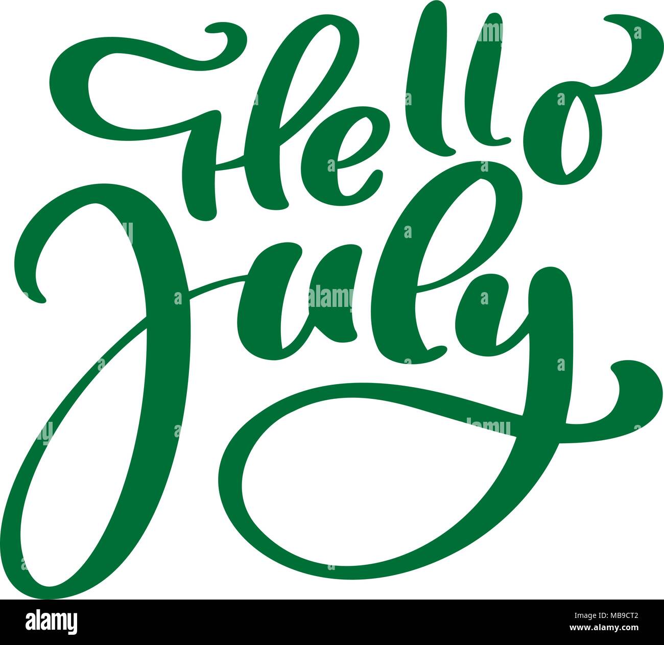 Hello july lettering print vector text. Summer minimalistic ...
