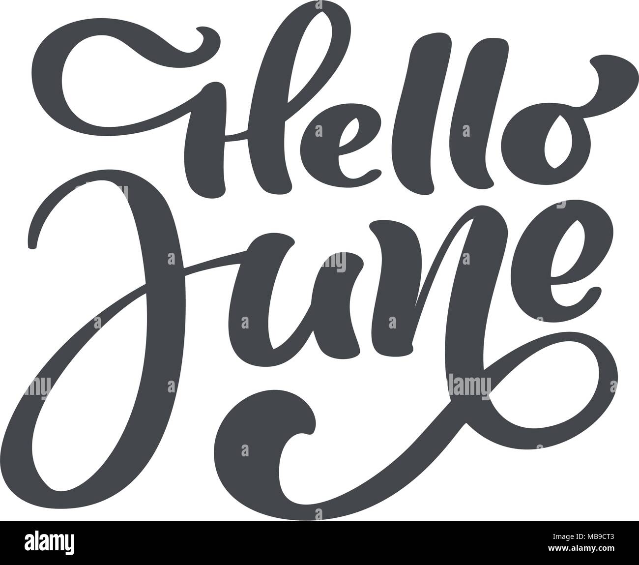 Hello june lettering print vector text. Summer minimalistic ...