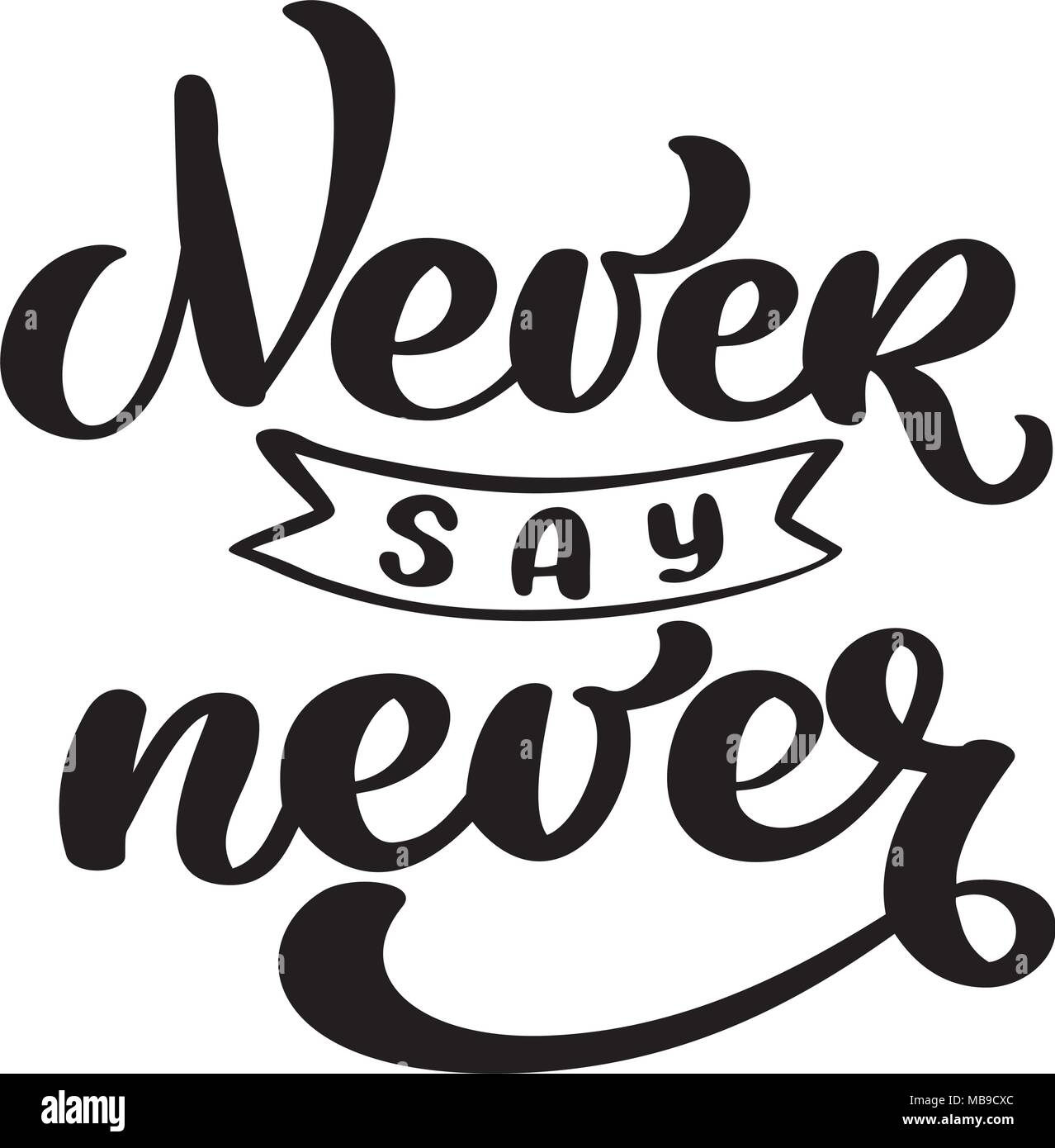 Never say never motivation phrase. Sticker set for social media post ...