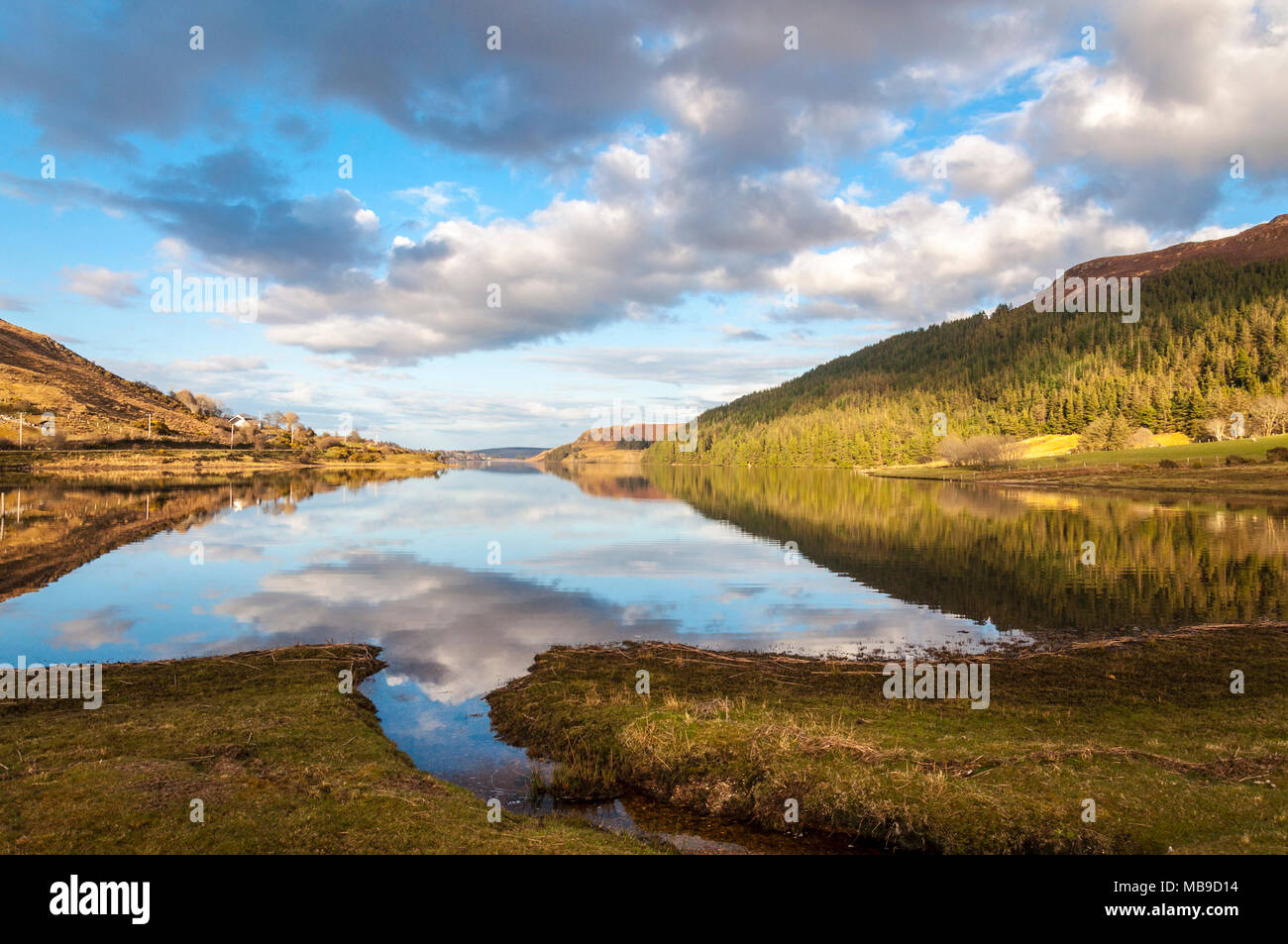 Fintown, County Donegal, Ireland, Still reflections in Lough Finn Stock ...