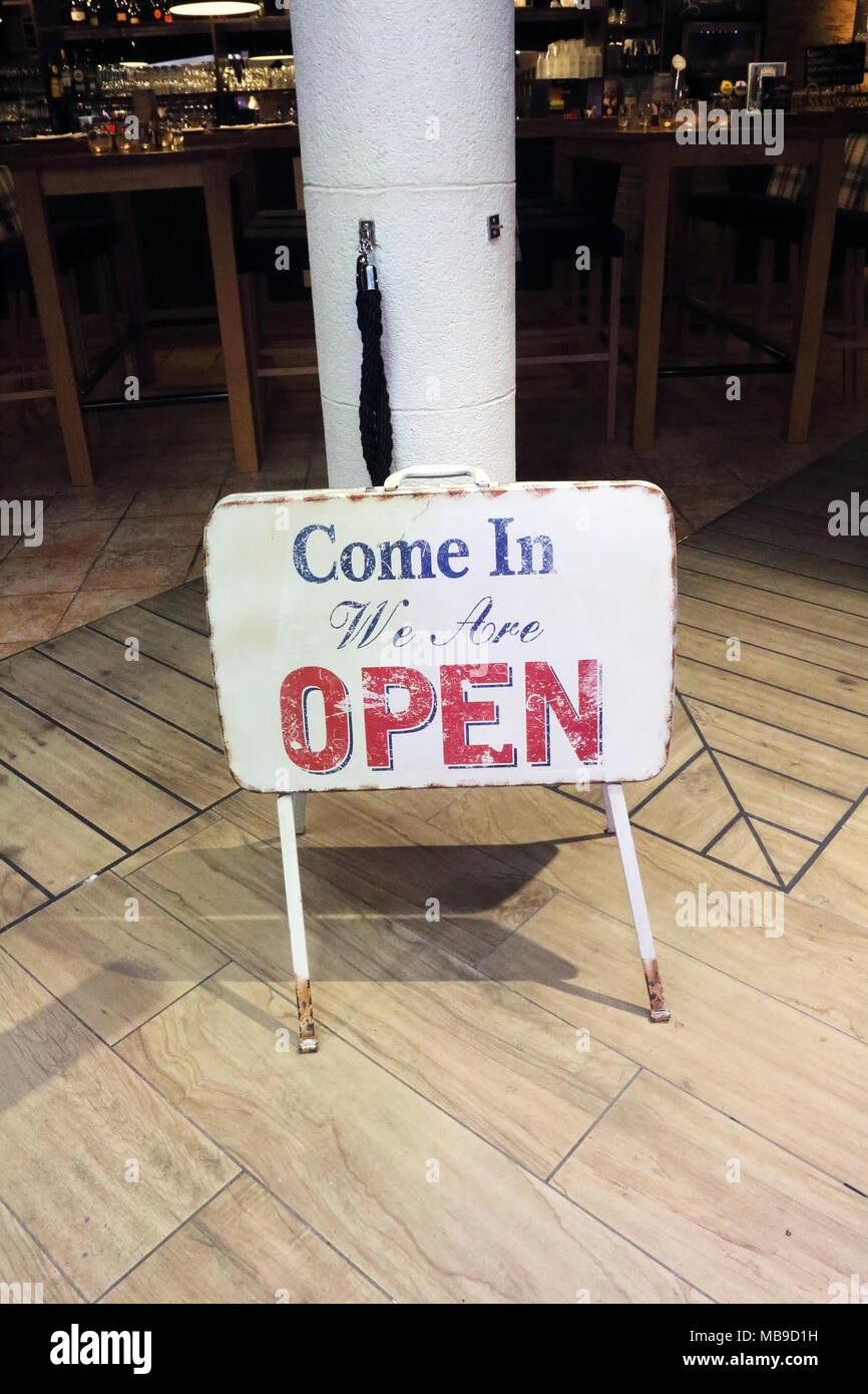 restaurant welcome sign on floor, Finland Stock Photo - Alamy