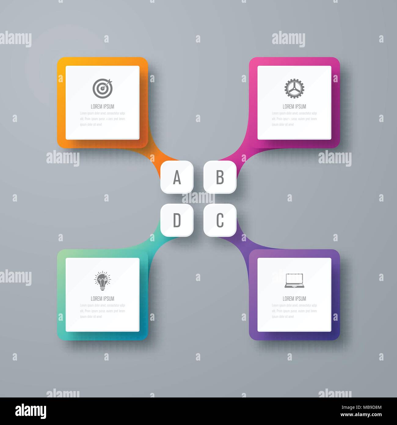 Business infographics template 4 steps square. Data and information ...