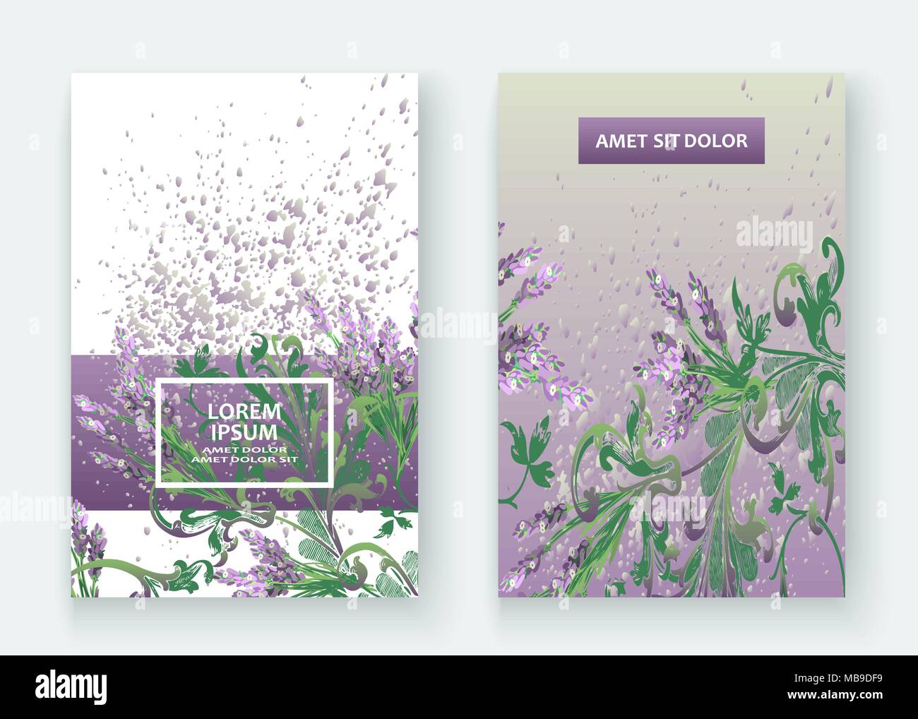 Lavender floral pattern cover design. Hand drawn baroque flower ...