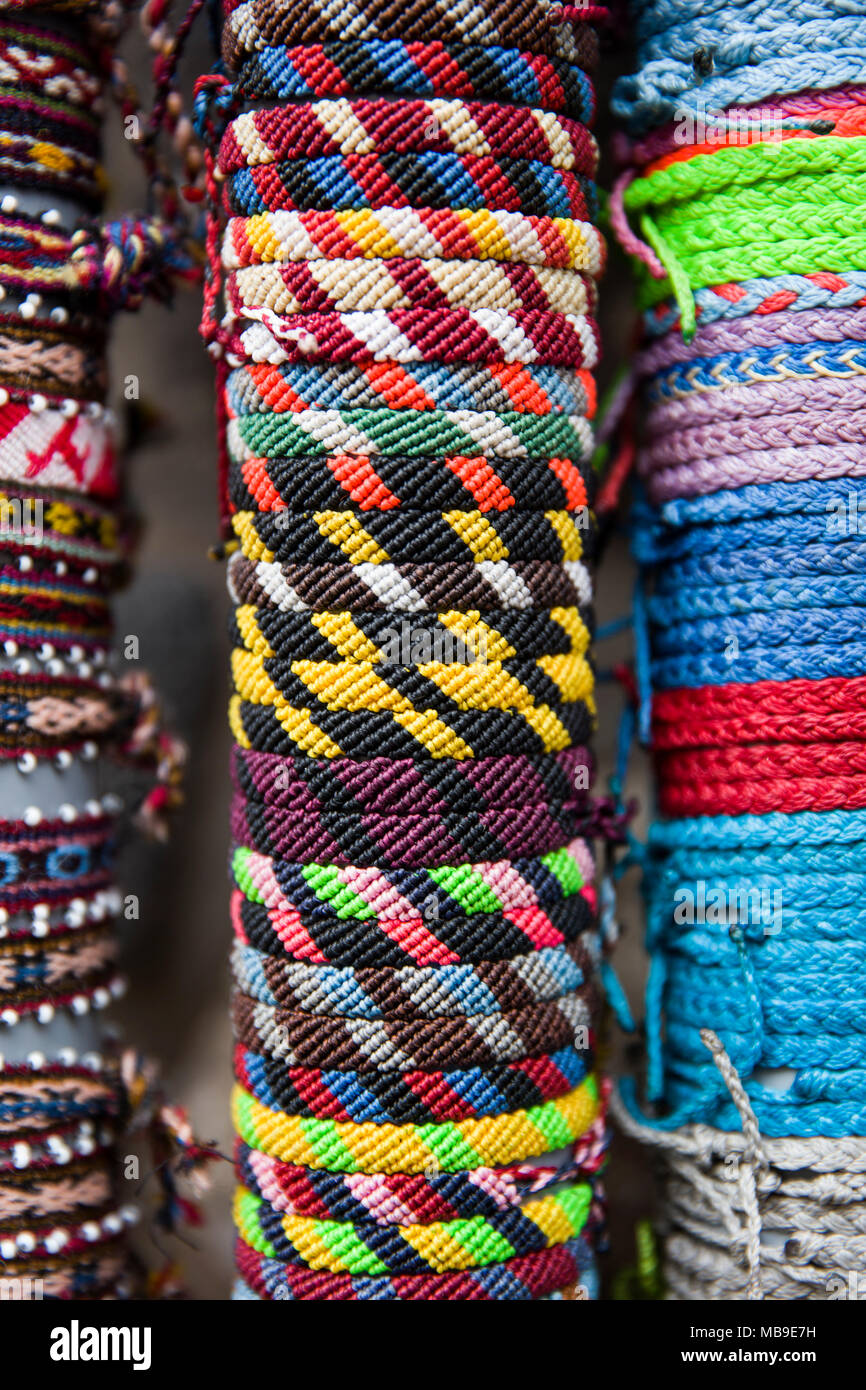 Traditional handcrafted goods on the street market in Cusco, Peru Stock ...