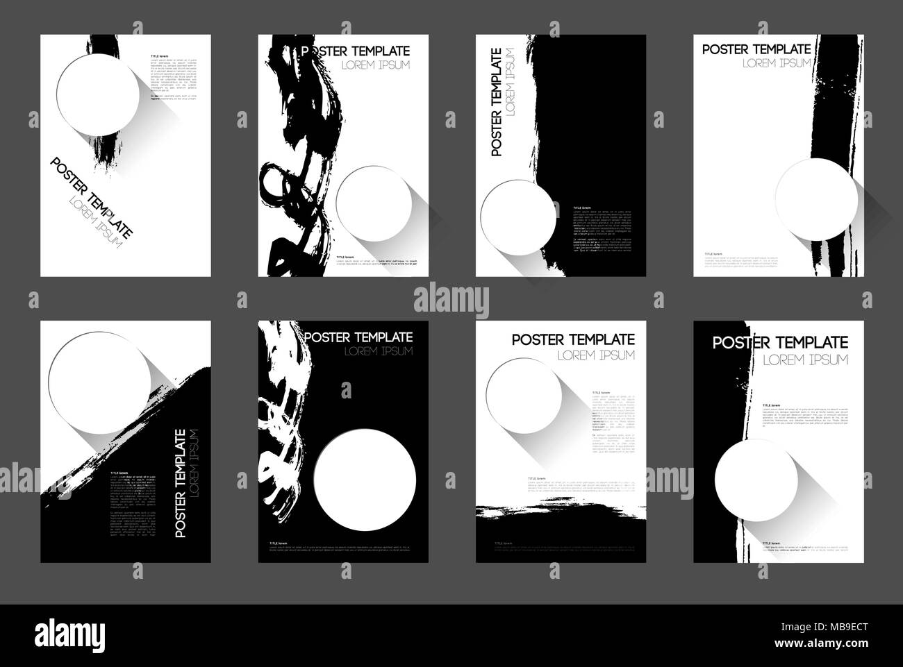 collection of poster templates design in black and white colors Stock ...
