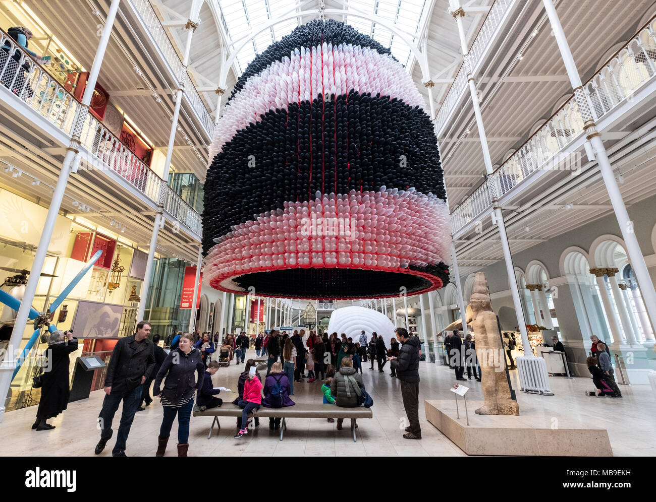 Edinburgh, UK. 6 April, 2018. Event Horizon balloon sculpture unveiled ...