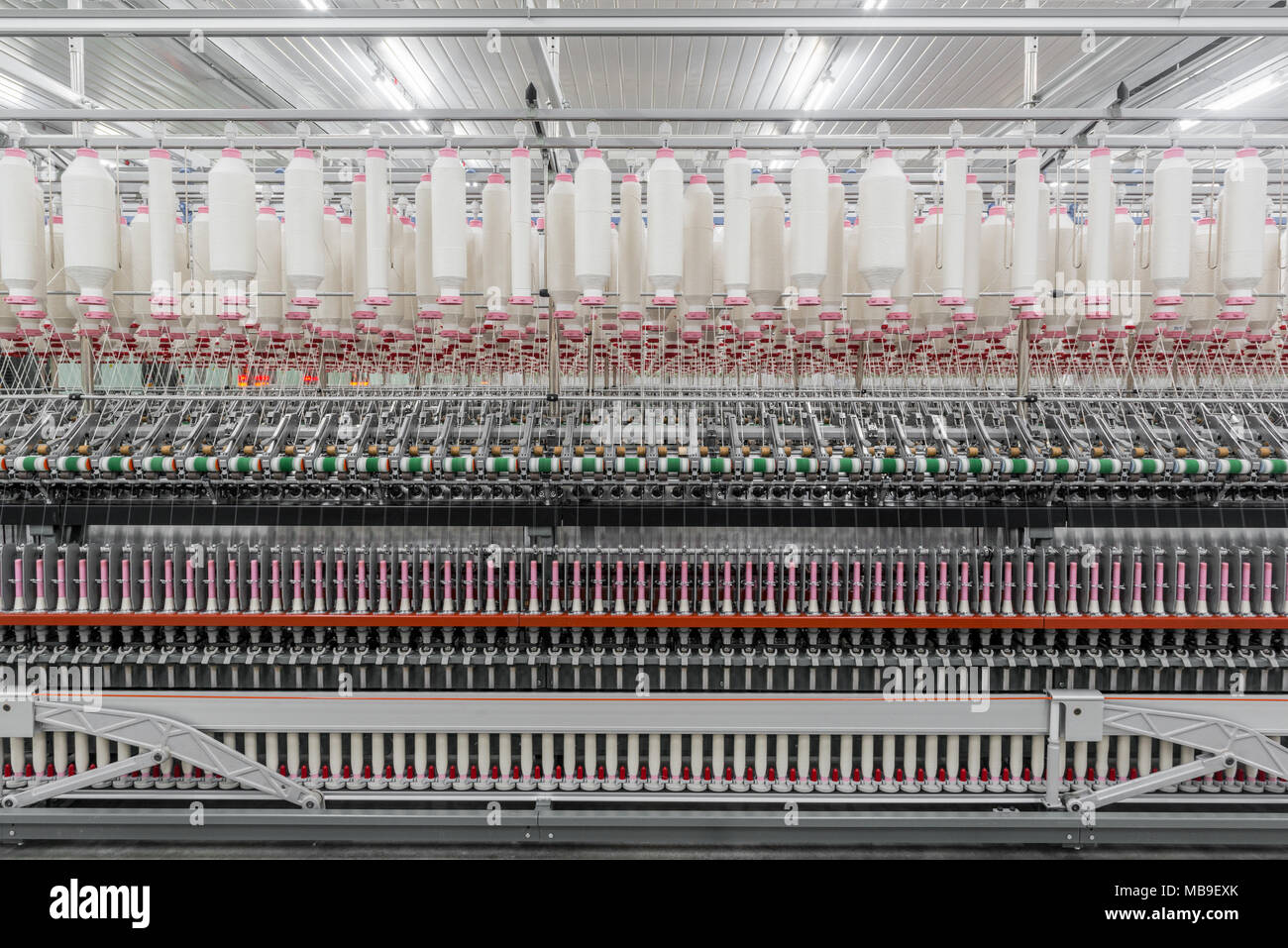 Machinery and equipment in the workshop for the production of thread ...