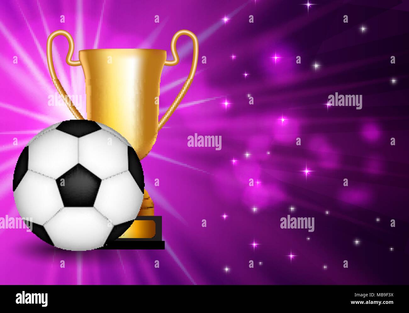 Winner Congratulations Background with Golden Cup and Football Ball ...