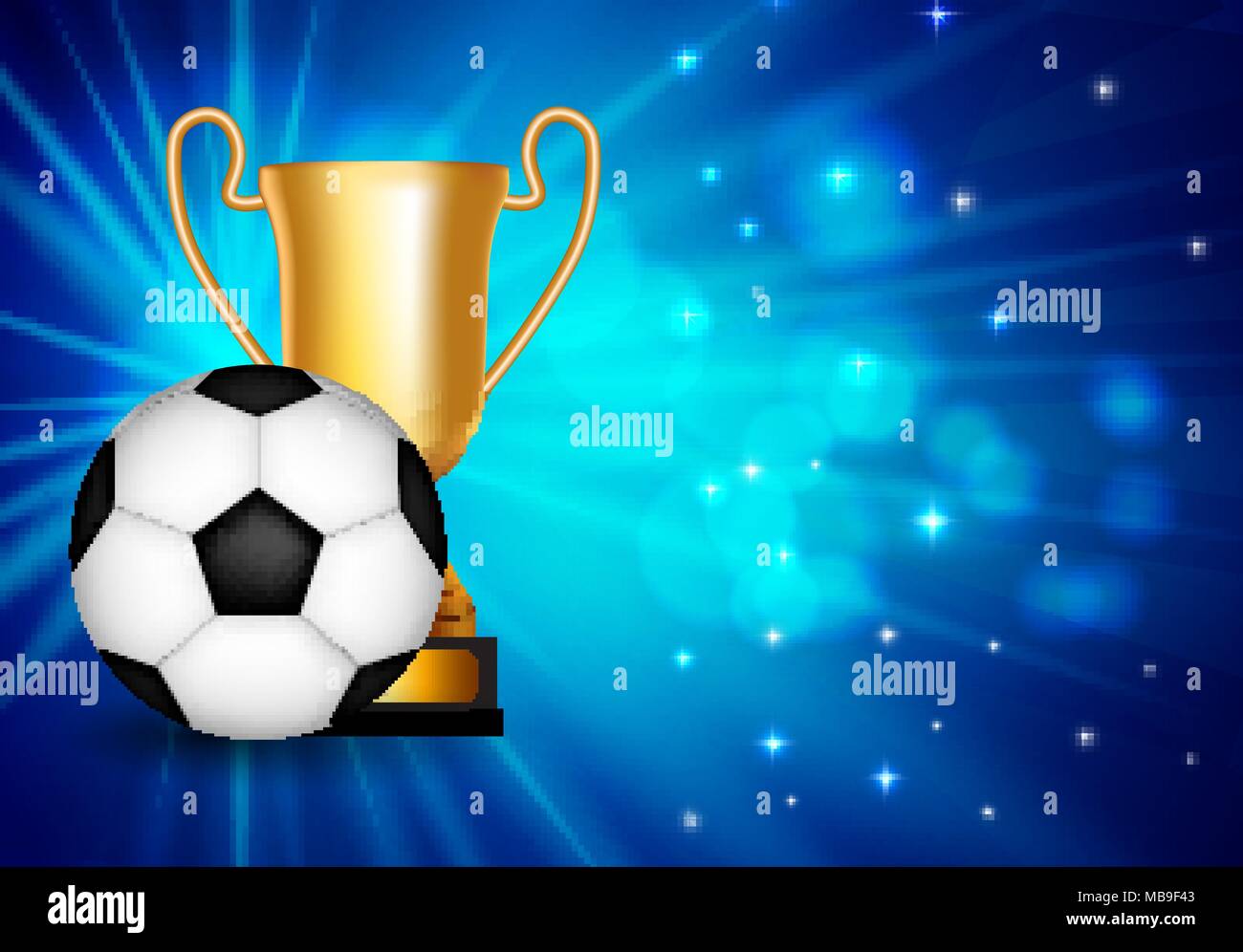 Winner Congratulations Background with Golden Cup and Football Ball ...