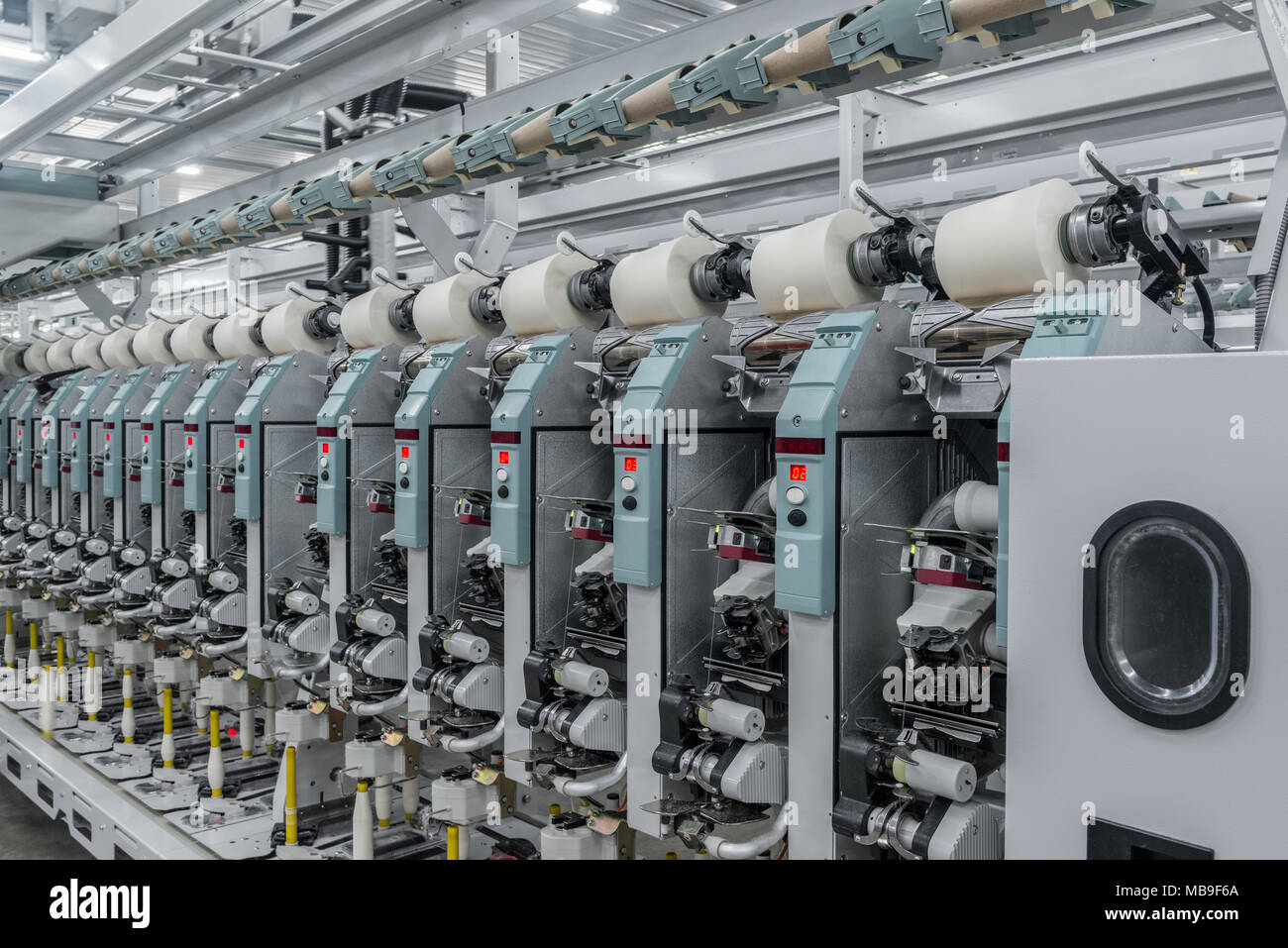 Machinery and equipment in the workshop for the production of thread ...