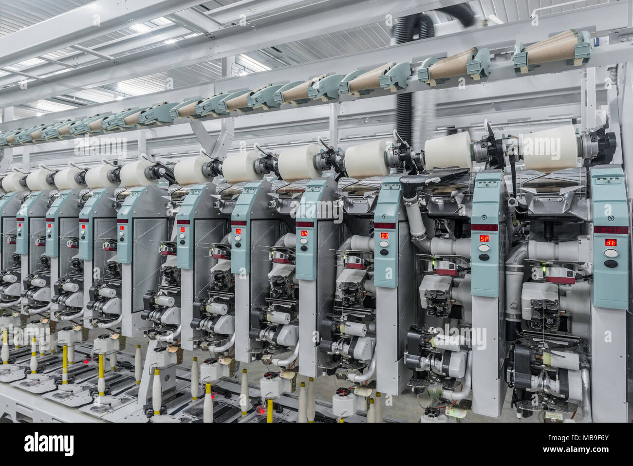 Machinery and equipment in the workshop for the production of thread ...