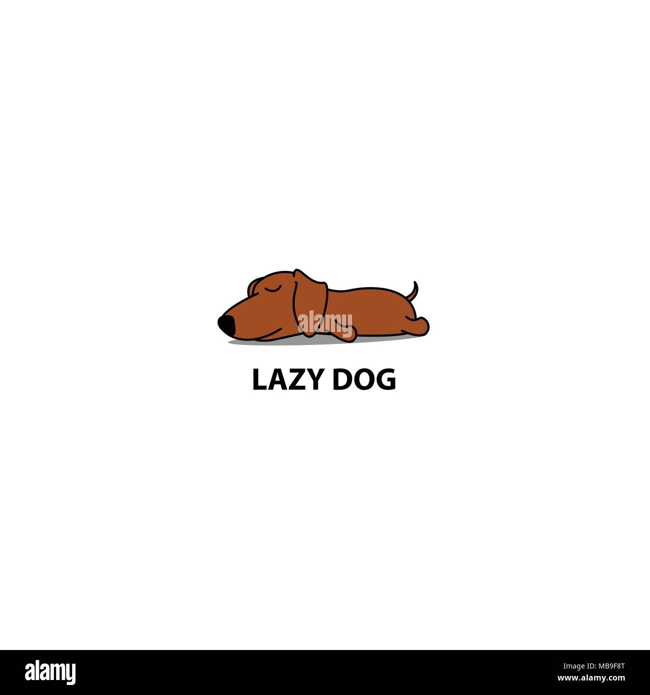 Lazy dog, cute brown dachshund puppy sleeping icon, logo design, vector ...